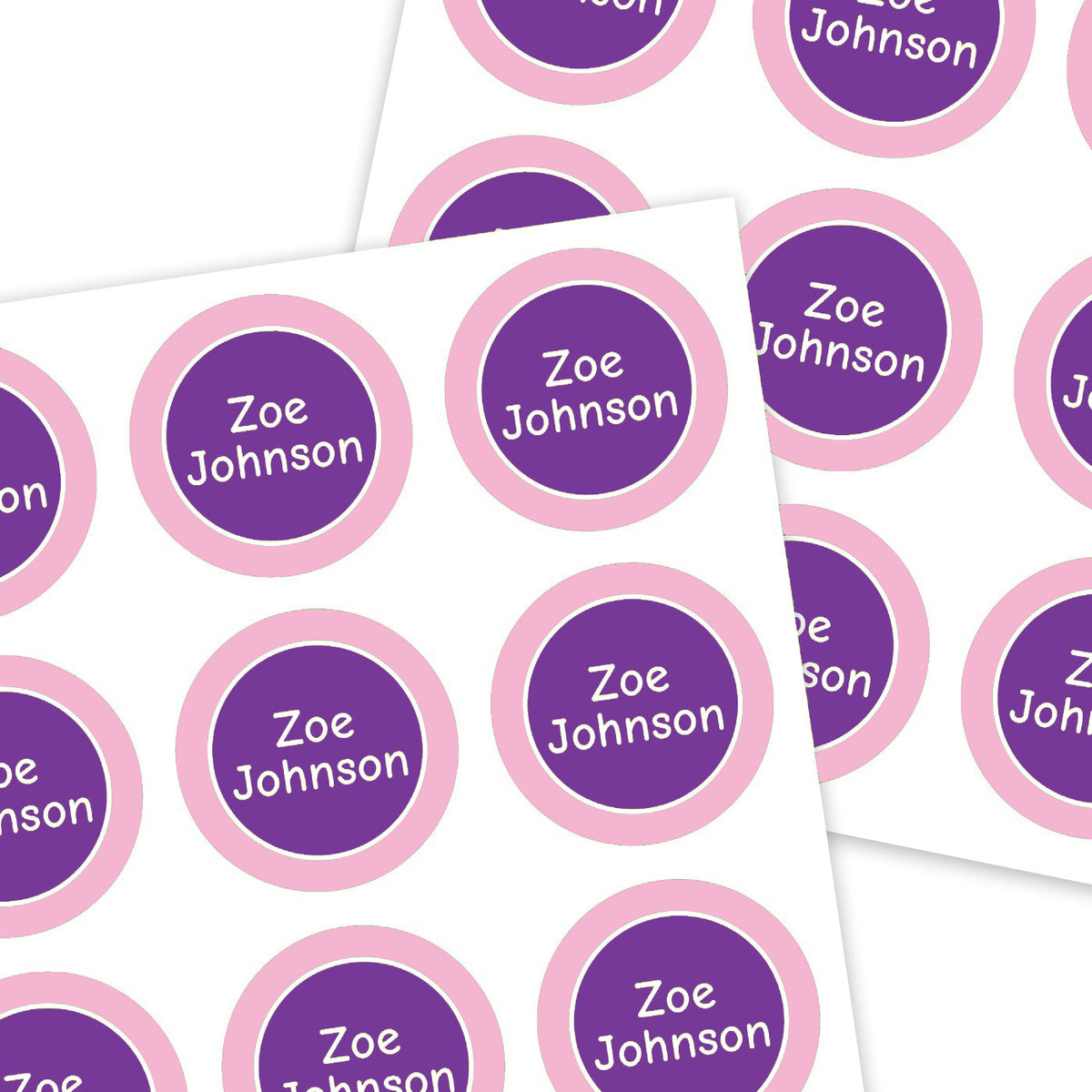 Mini Round Name Labels | Border | Label Land