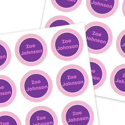 Mini Round Name Labels | Border | Label Land