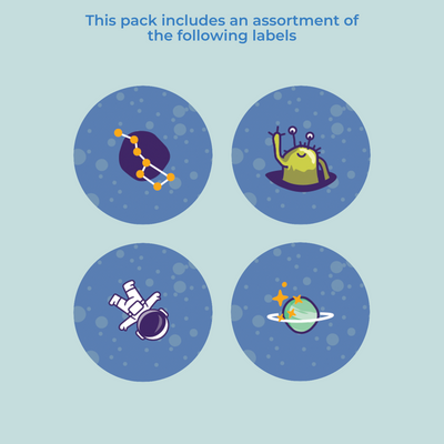 Mini Round Name Labels | Galaxy | Label Land